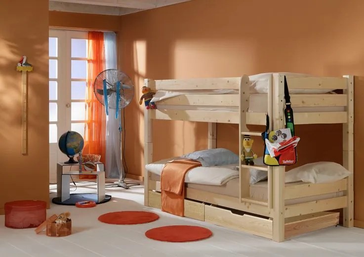 Dětská PATROVÁ postel BARČA PLUS 200x90 cm se šuplíky - přírodní