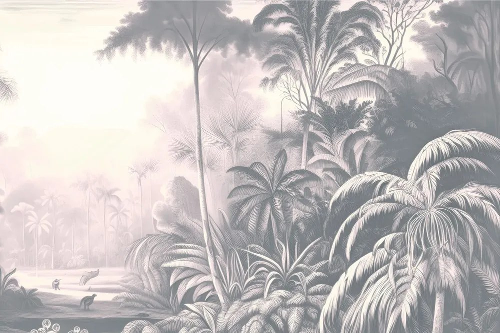 Samolepící tapeta tropické stromy s vintage nádechem