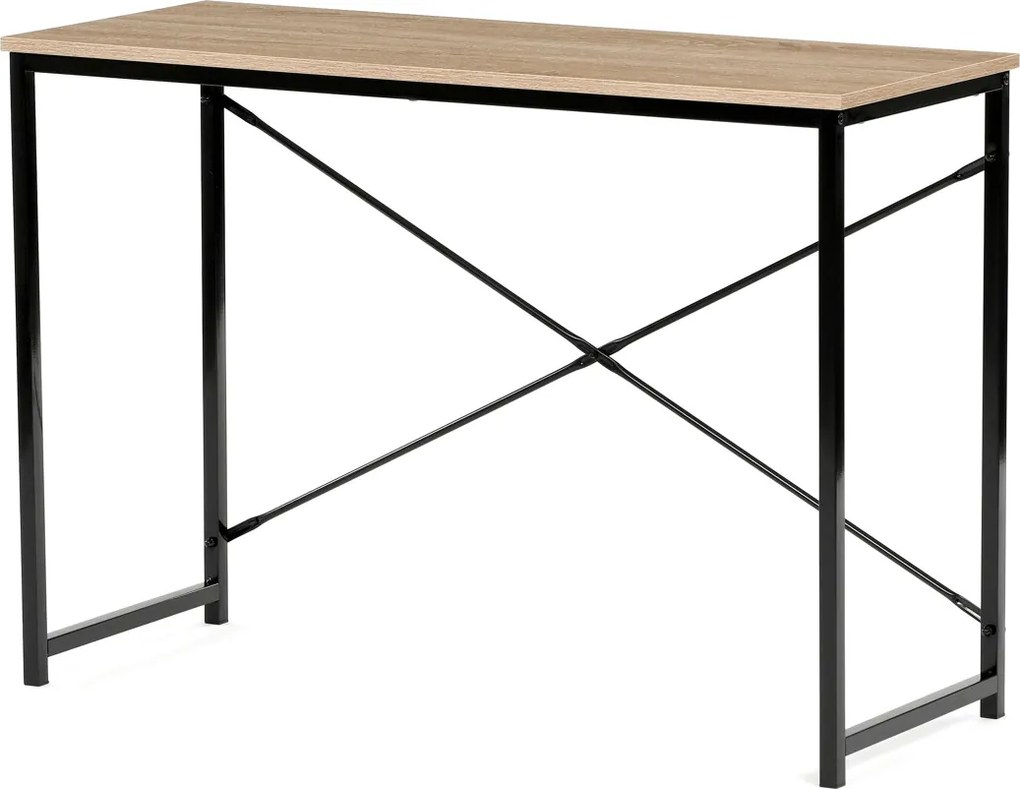 Pracovní stůl PRESTANO - divoký dub dekor / černé kovové nohy