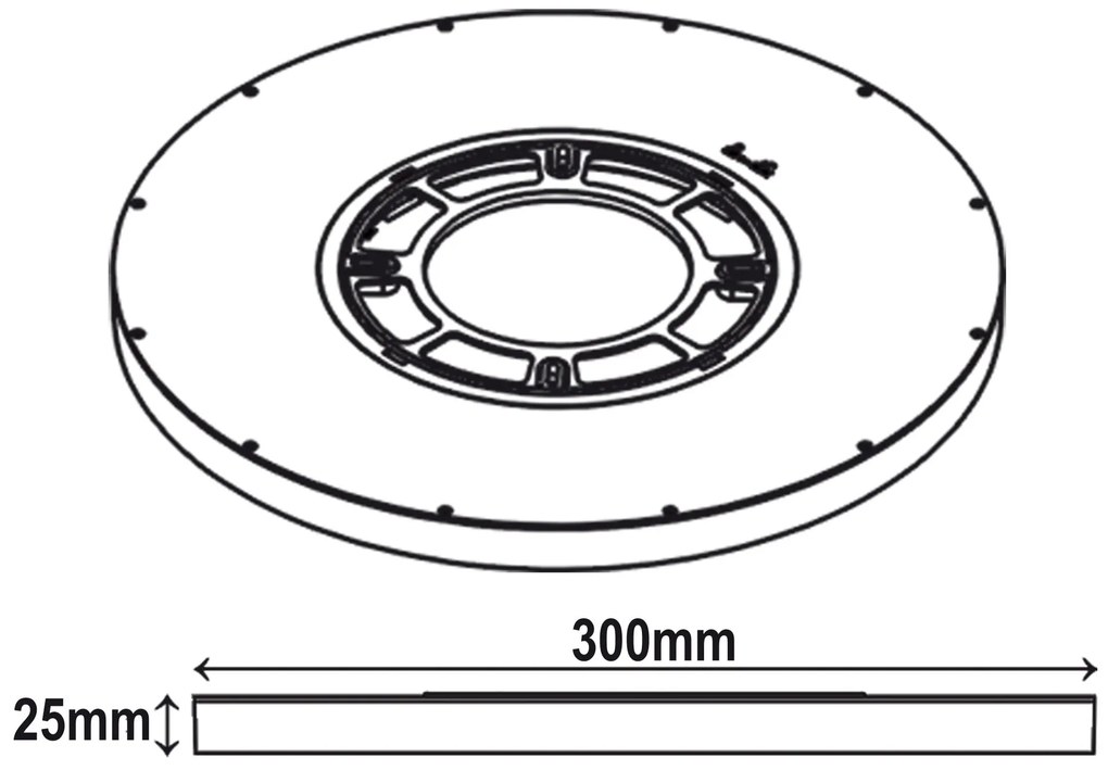 TOP LIGHT Světlo stropní Revit 30C CCT, Černá