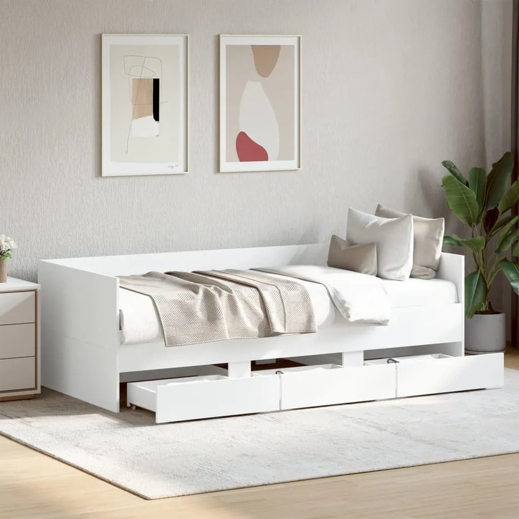Válenda se zásuvkami bez matrace bílá 90 x 200 cm 3280818