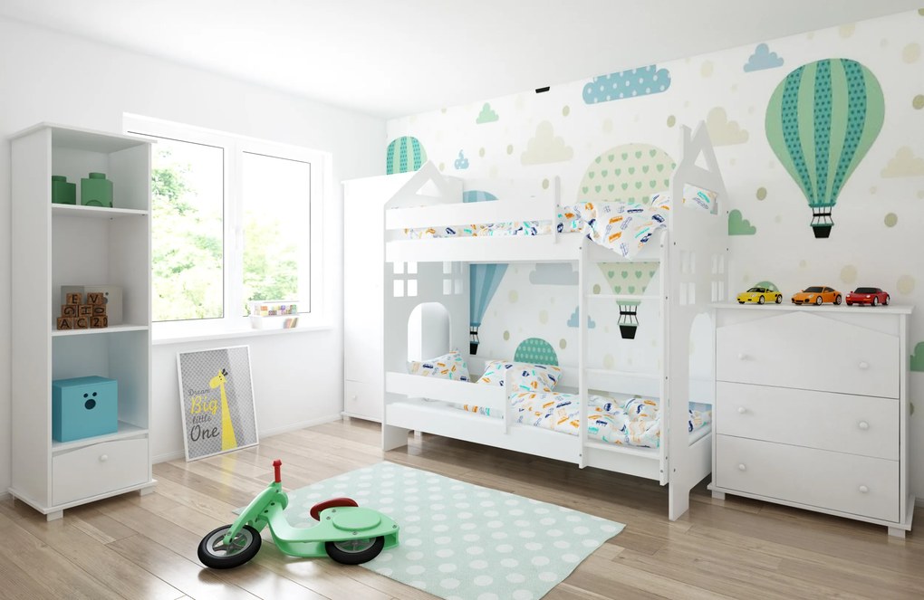 BabyBeds Dětská patrová postel DOMEK II 180x80 Barevné provedení: Dub, Úložný prostor: Ne, bez úložného prostoru