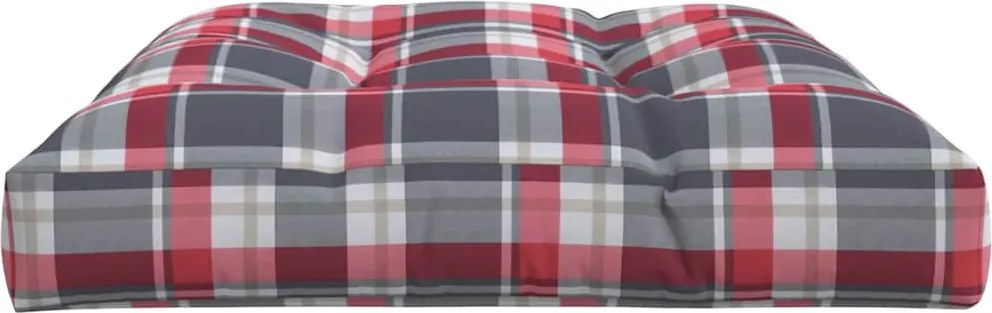 Poduška na palety červená károvaná 120 x 80 x 12 cm textil 314421