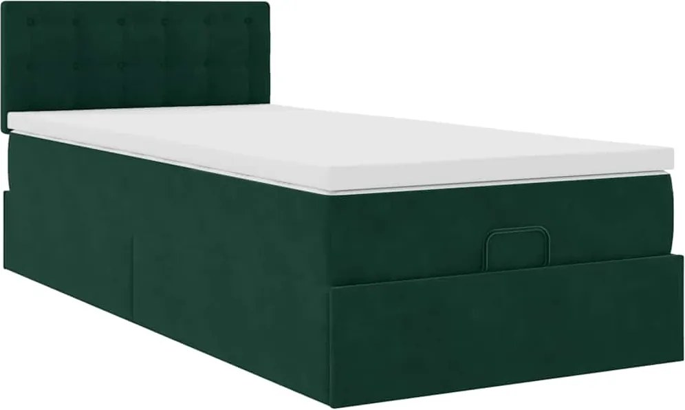 Osmanský rám postele s matrací tmavě zelené 100x200cm samet 3312749