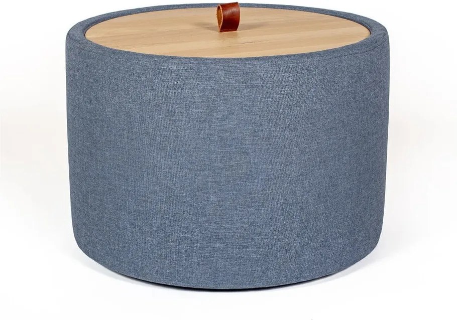 Odkládací stolek v denimově modré barvě se snímatelnou deskou z dubového dřeva Askala Ibisco, ⌀ 56 cm