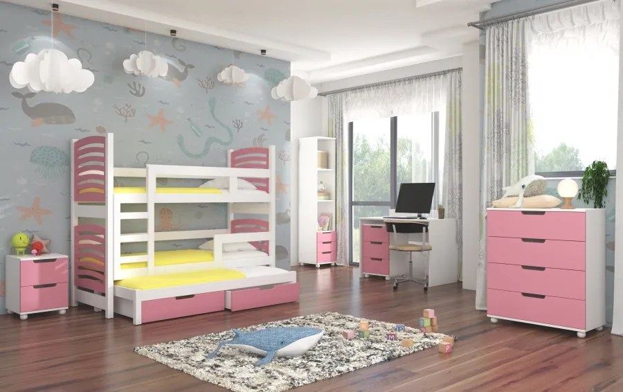 Dětský pokoj s patrovou postelí růžový Dunkeld