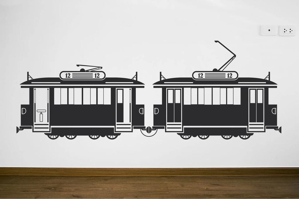 Lepy.cz Samolepka na zeď Stará tramvaj Velikost (šířka x výška): 60x22cm, Barevná varianta: Ledová modrá