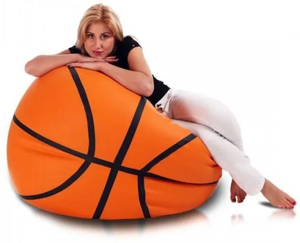 Sedací vak Basketbalový míč ekokůže TiaHome - limetková
