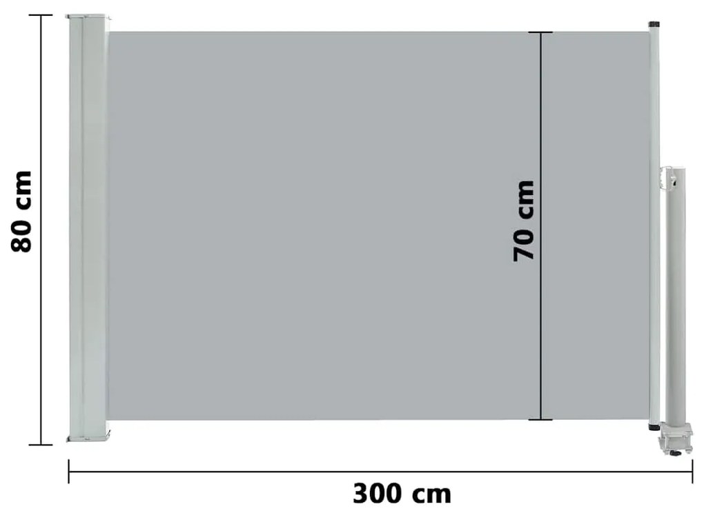 vidaXL Marketos Zatahovací boční markýza / zástěna na terasu 80 x 300 cm šedá