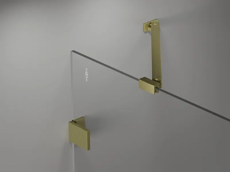 Mexen Lunar, výklopný sprchový kout levý 70 x 80 cm, 8mm čiré sklo, zlatý matný profil, 834-070-080-55-00-L