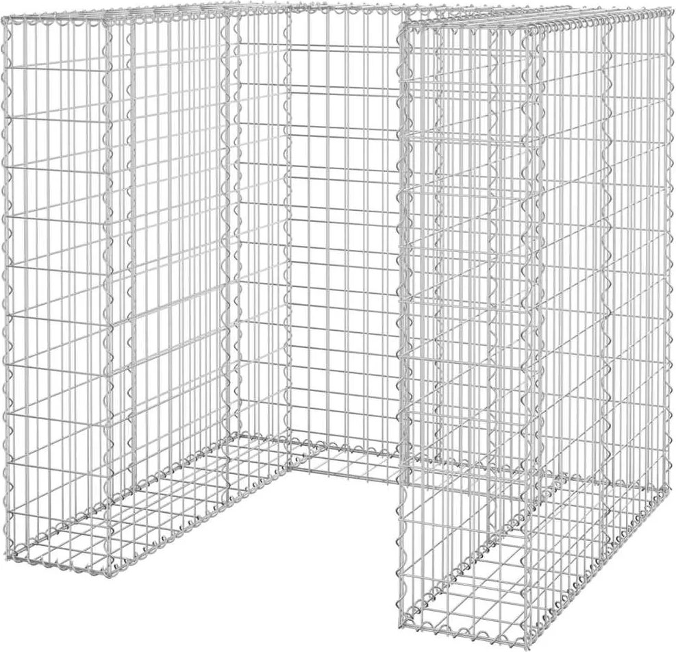 Gabionová zástěna pro popelnici pozinkovaná ocel 110x100x110 cm 151298