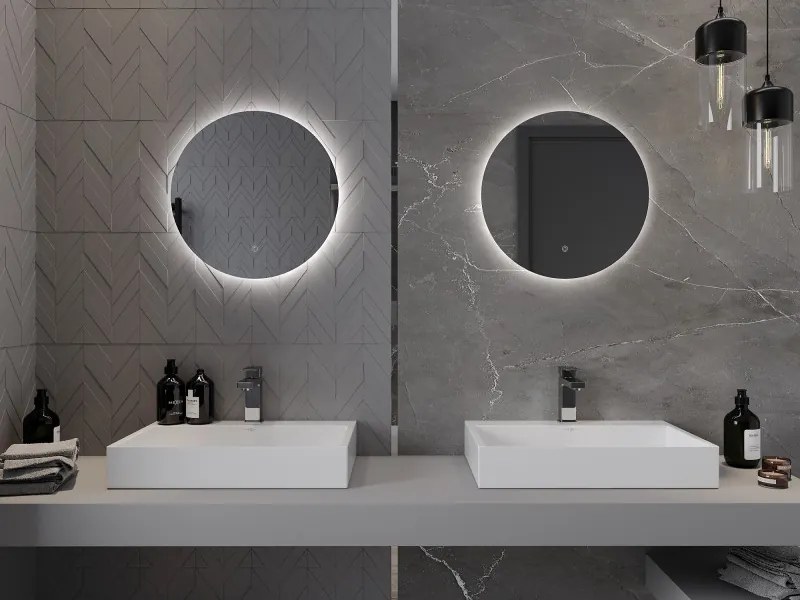 Mexen Erg, kulaté LED podsvícené koupelnové zrcadlo 50 cm, 6000K, topná podložka proti zamlžování, 9823-050-050-611-00