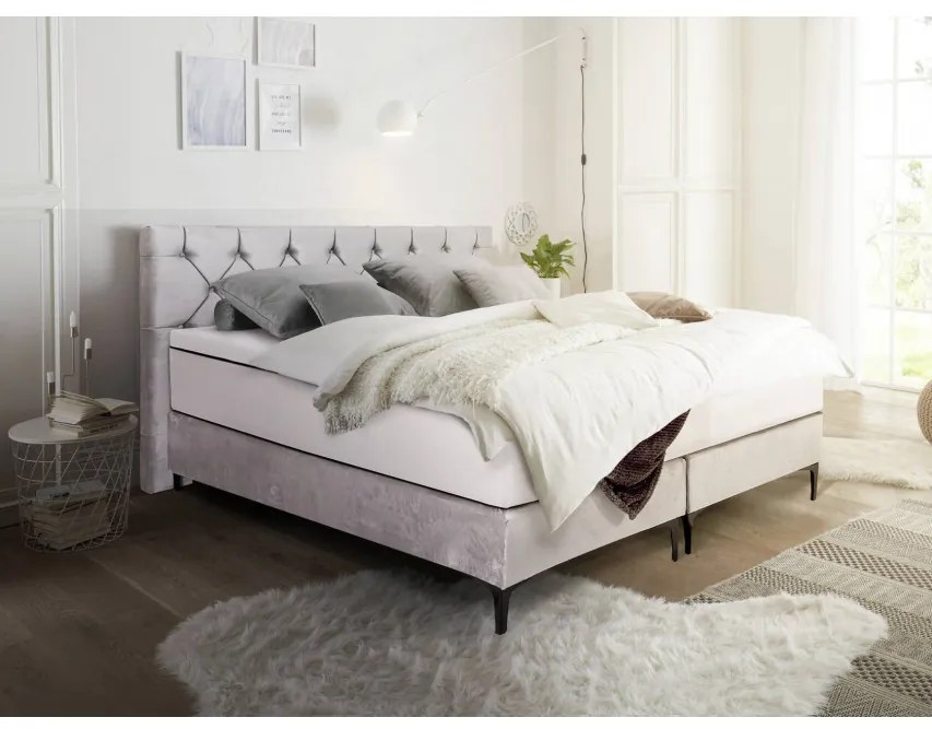 Boxspring postel šedá Emanuela 140x200