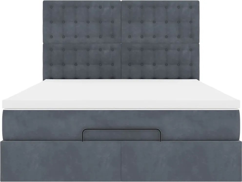 Osmanský rám postele s matracemi tmavě šedá 140x200cm samet 3313620