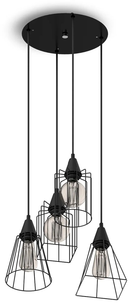 Light for home - Závěsné stropní svítidlo 40644 "MATRIX", 4x60W, E27, Černá