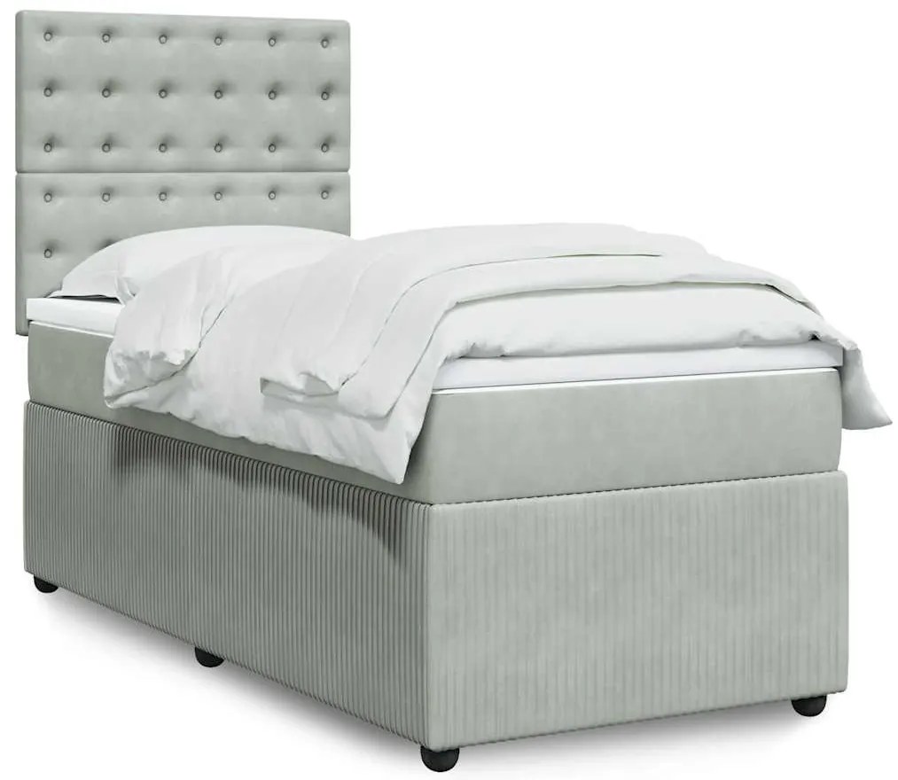 Box spring postel s matrací světle šedá 90x190 cm samet 3292226