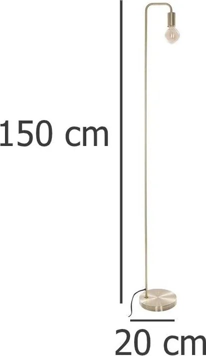 Kovová stojací lampa pro obývací pokoj, moderní, ve zlaté barvě,