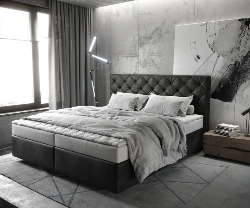 Boxspring postel Dream-Great 180x200 cm mikrovlákno antracitová