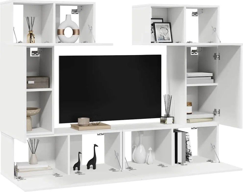 6dílný set TV skříněk bílý kompozitní dřevo 3078698