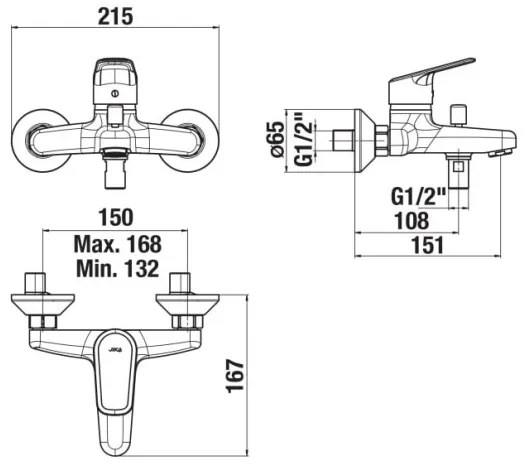 JIKA H3212E70044001 - Vanová baterie TALAS lesklý chrom