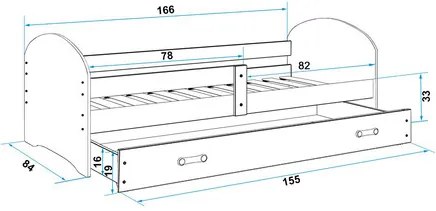 Dětská postel LUKI 1 160x80 cm Bílá Cars
