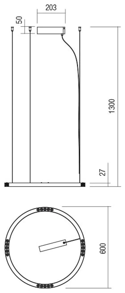 Redo 01-2204 závěsné LED svítidlo Union pískově černé, 34W, 3000K, ø60cm