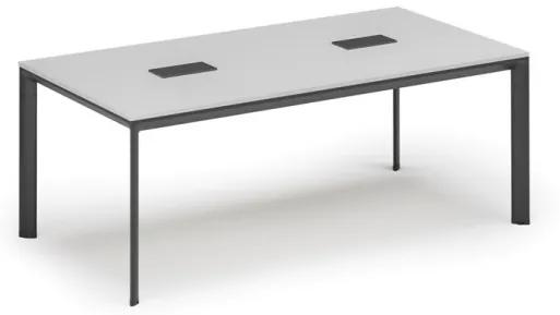 Stůl INVITATION 2000 x 1000 x 740, bílá + 2x stolní zásuvka TYP II, černá