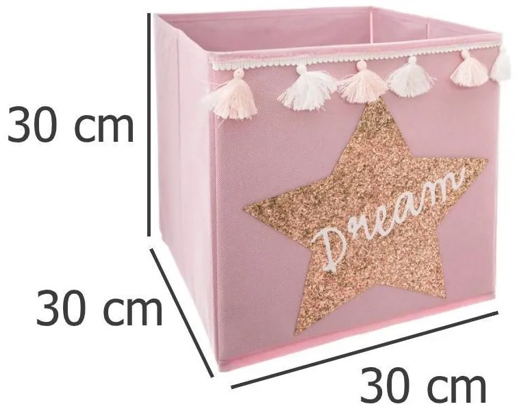 Úložný box na hračky DREAM, růžový, 30 x 30 x 30 cm