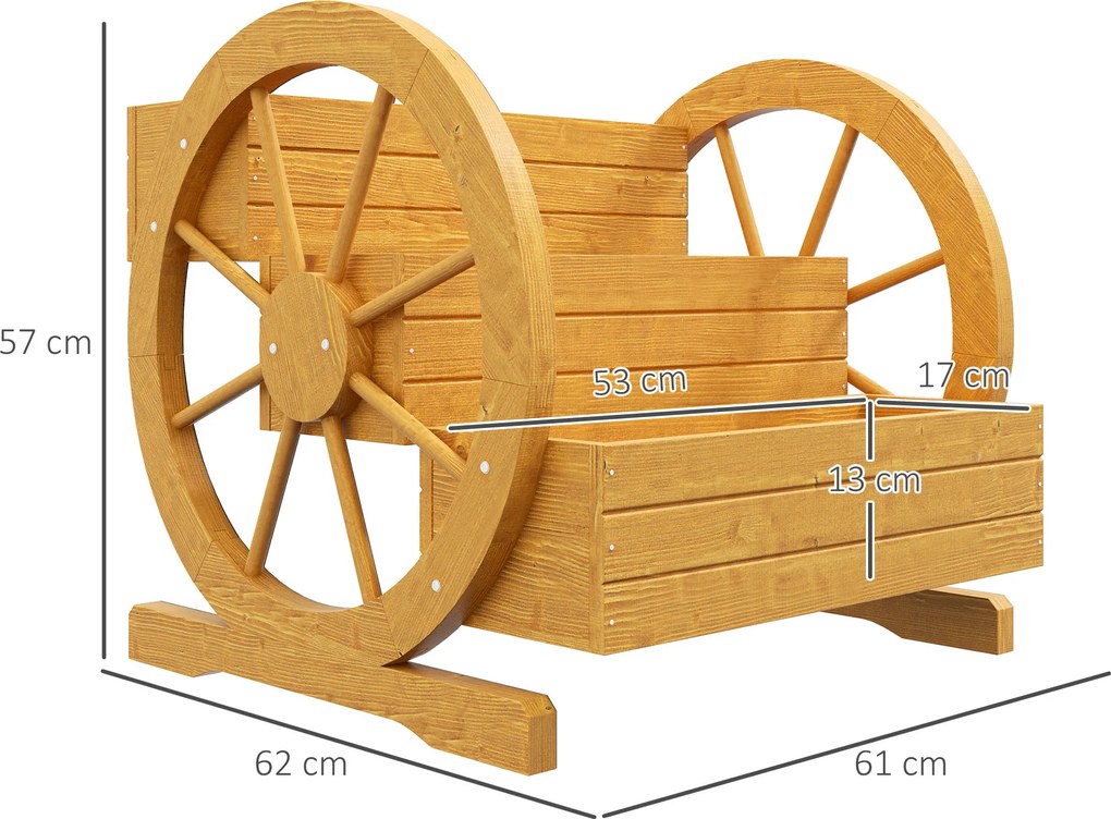 Květinový truhlík Outsunny s kolečkem 61 x 62 x 57 cm odolný proti povětrnostním vlivům vodoodpudivý 3 patra s odtokovými otvory z jedlového dřeva te…