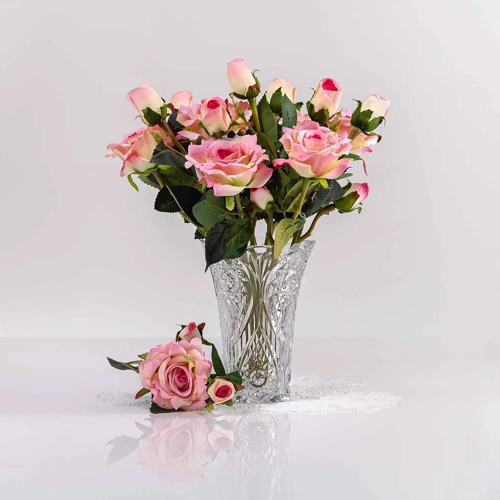 Umělá sametová růže VANESA světle-růžová. Cena uvedena za 1 kus.