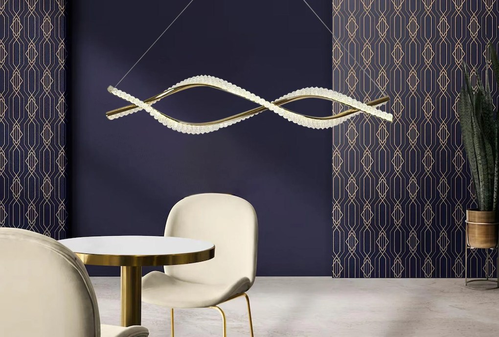Toolight Toolight, LED závěsné svítidlo 95cm, 2800 lm, G033-CP, zlatá lesklá, OSW-06300
