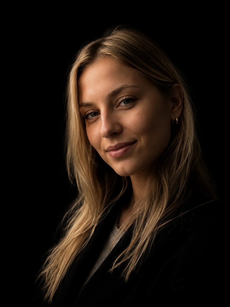Foto obraz z vlastní fotky na plátno – Dramatický studiový portrét