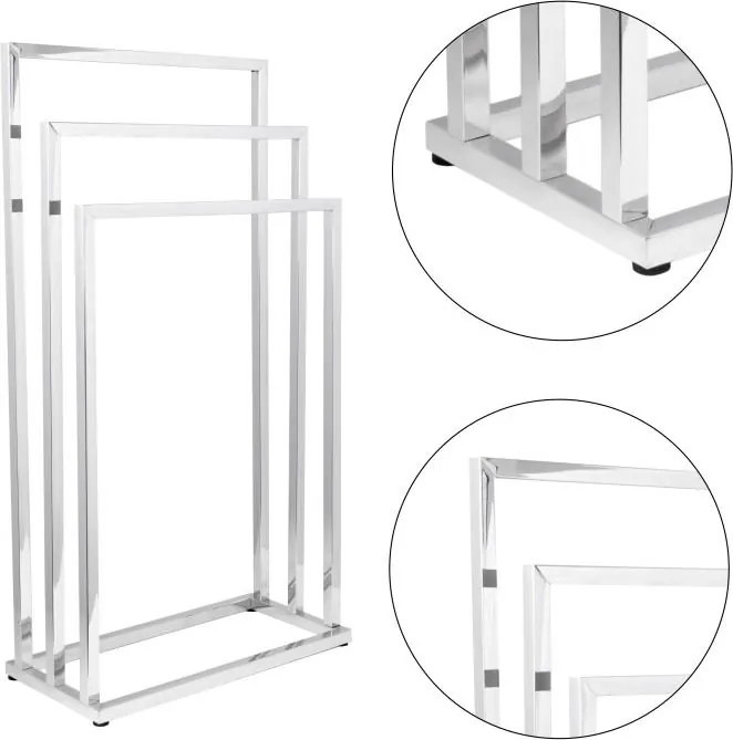 Erga Lonia, tříramenný věšák na ručníky 41x22x85 cm, chromová, ERG-YKA-P.LONIA3-CHR