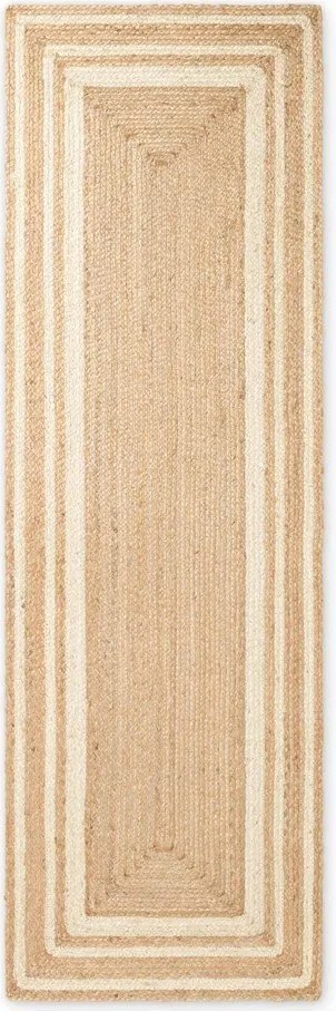 Krémový/v přírodní barvě oboustranný/ručně tkaný jutový běhoun 80x250 cm Looma – Hanse Home