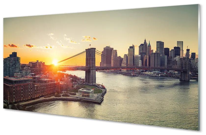 akrylový obraz Bridge river svítání 125x50 cm