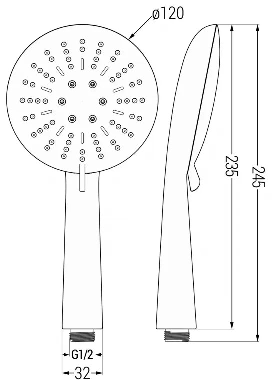 Mexen příslušenství - hlavice ruční sprchy R67 Circle, 3-funkce, černá, 79567-70