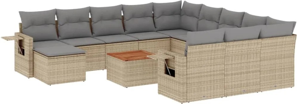 13dílná zahradní sedací souprava a podušky mix béžové polyratan 3257200