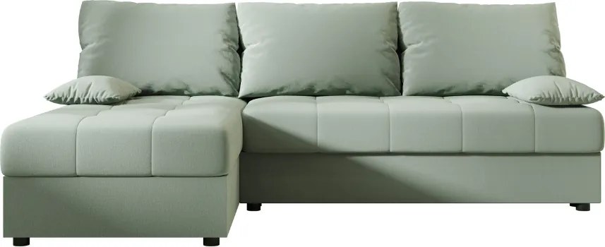 Rozkládací oboustranná sedací souprava do L VENORIA SLIM 200x143 cm, světle zelená + 2 polštářky ZDARMA