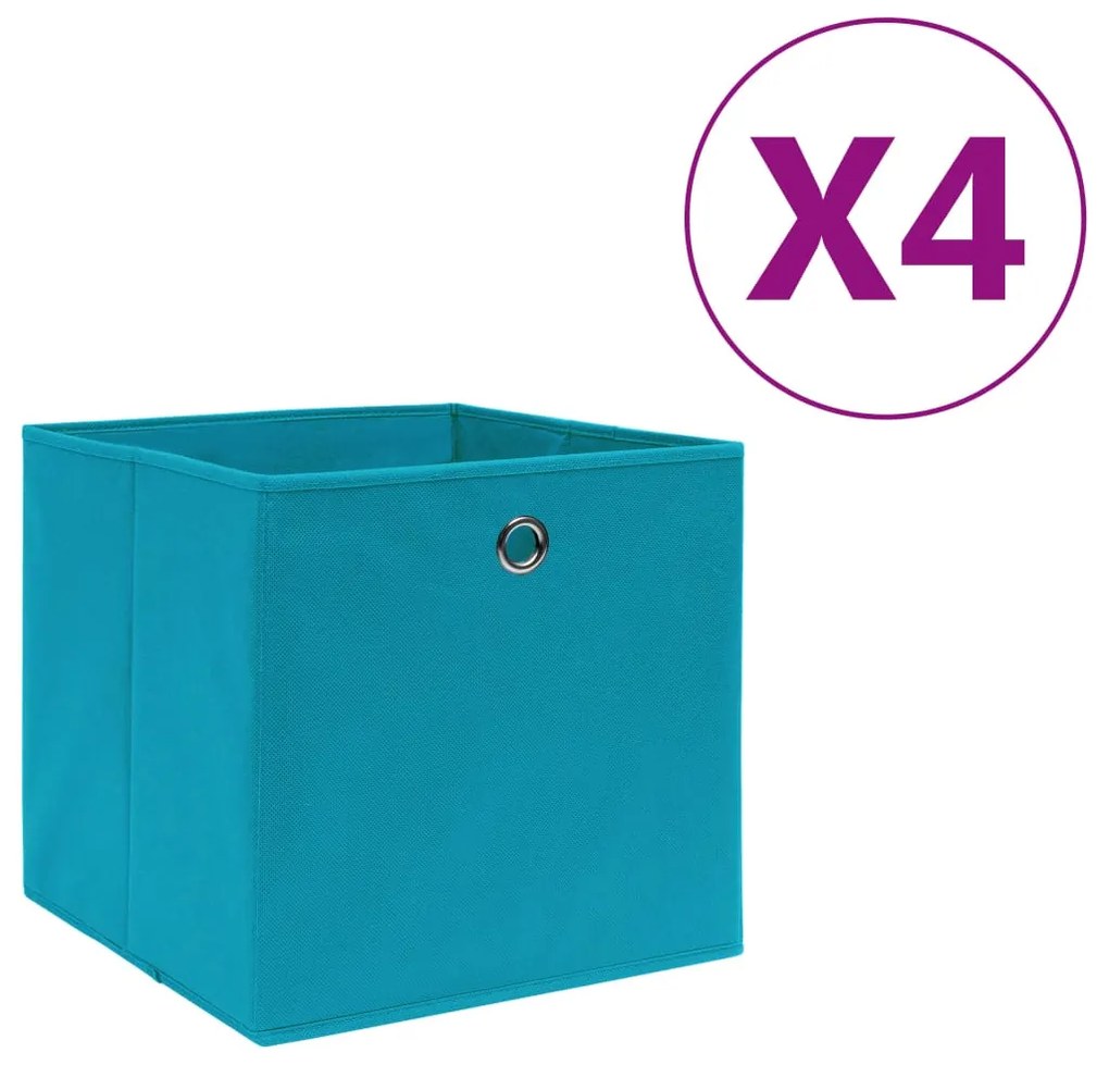 325231 vidaXL Úložné boxy 4 ks netkaná textilie 28 x 28 x 28 cm bledě modré