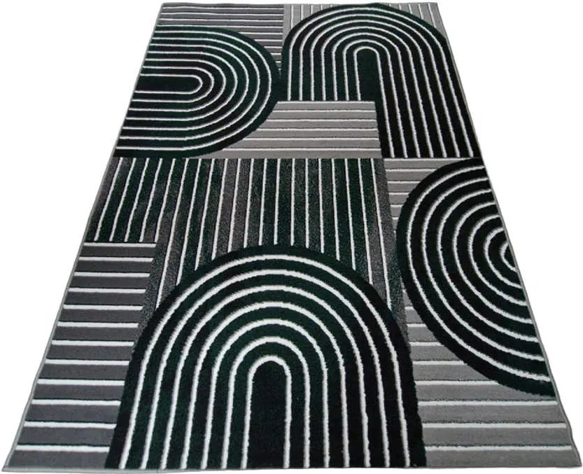 HU Šedozelený geometrický obdélníkový koberec NEW IDEA 90141-0574 Rozměr: 50x80 cm