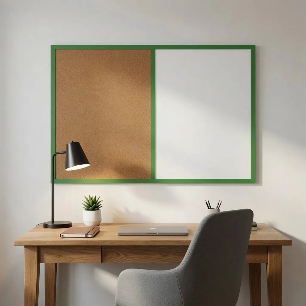 Toptabule.sk  Kombinovaná tabule v zeleném dřevěném rámu COLOR 120x90 cm
