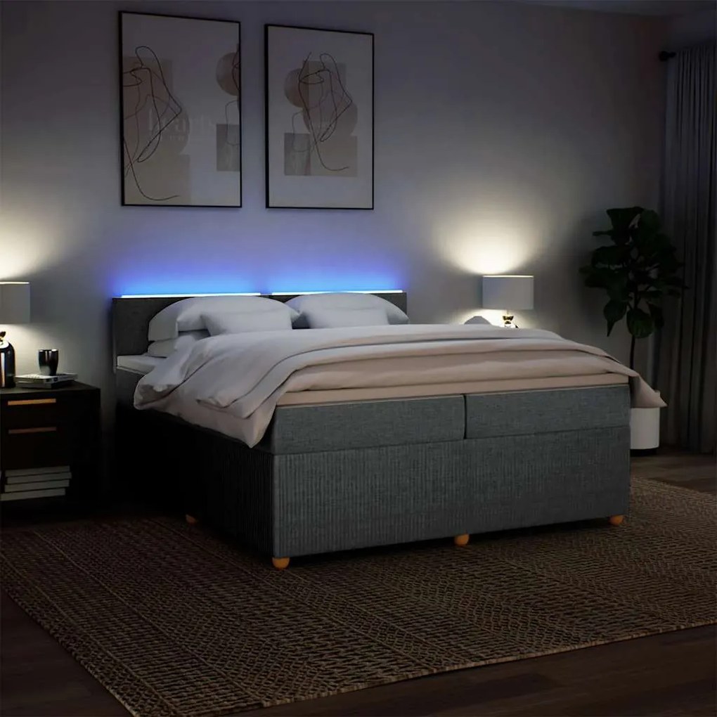 Box spring postel s matrací světle šedá 200 x 200 cm textil 3289856