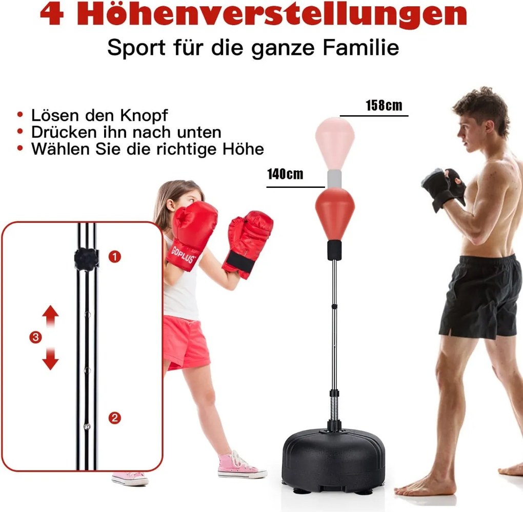 Costway Boxovací koule 140-158 cm výškově nastavitelná sada boxovacích pytlů