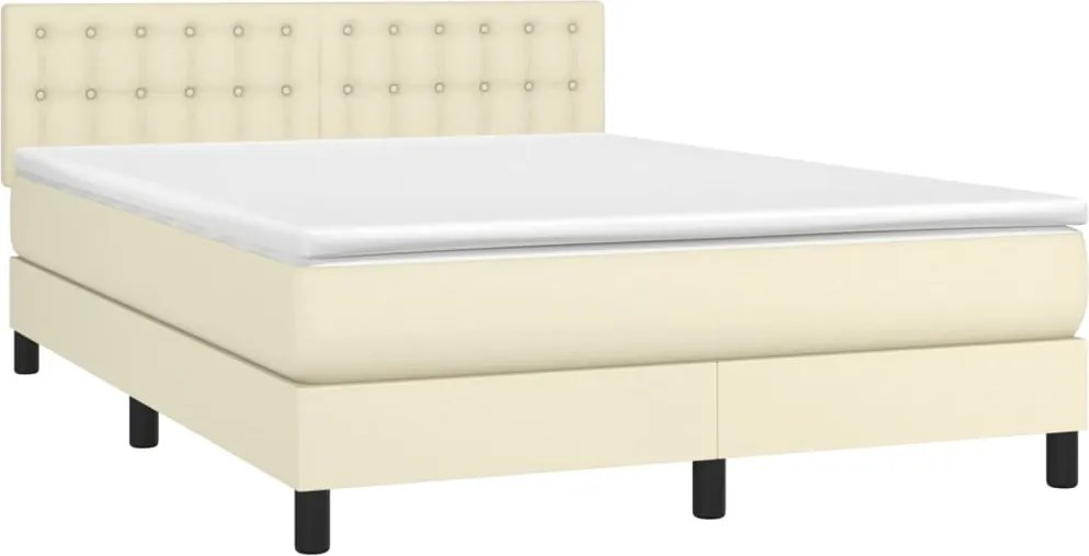 Box spring postel s matrací krémová 140x200 cm umělá kůže 3141127