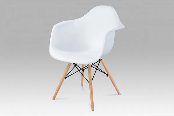 Jídelní židle, plast bílý / masiv buk