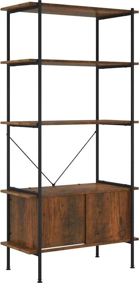 5patrový policový regál se skříňkou 80x40x163cm ocel a kompozit 336356