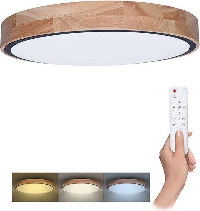 LED stropní světlo s dálkovým ovládáním Iron Oak nastavitelné - průměr 51 cm, hnědá