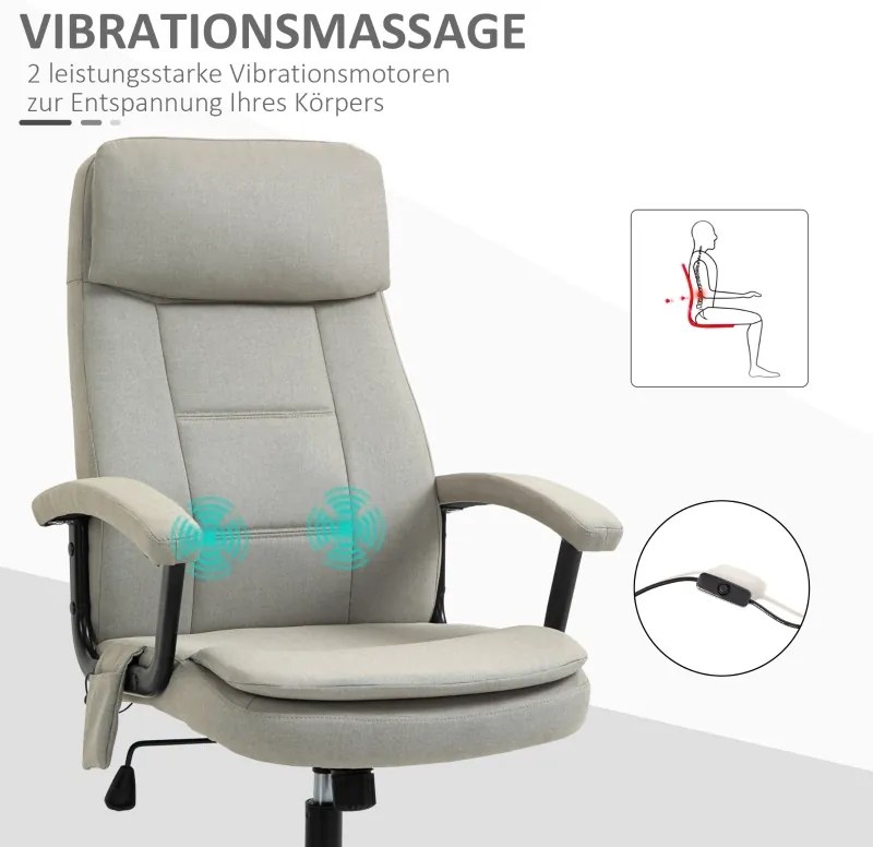 Vinsetto Masážní kancelářská výškově nastavitelná otočná židle, ergonomická, béžová 63 x 70 x 112-121 cm 921-308BG