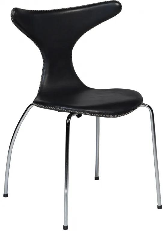 Židle DanForm Dolphin, černá, pravá kůže, podnož chrom