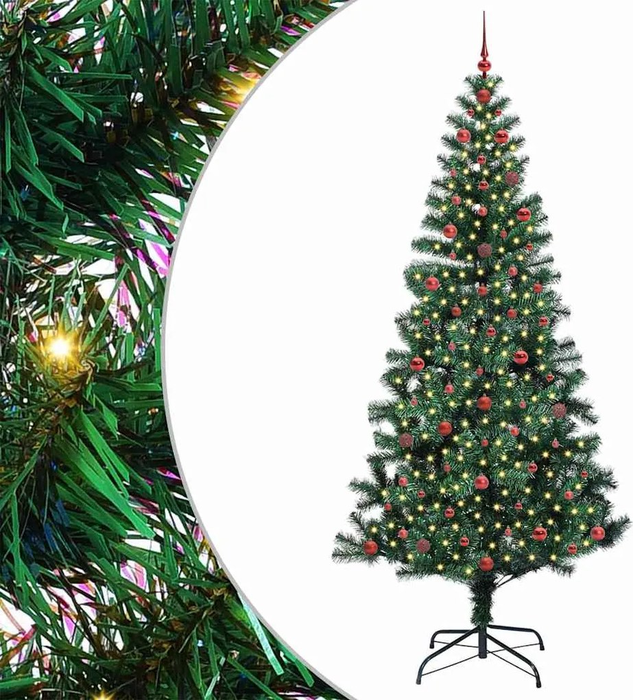 Umělý osvětlený vánoční stromeček Zelená 240 cm PVC a kov 3396788